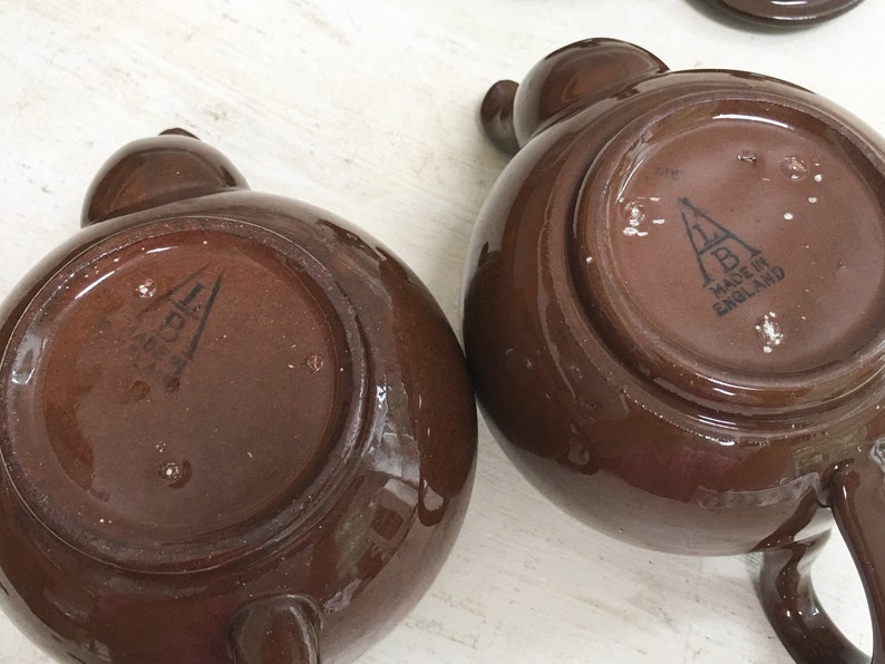 Vintage Ridgway Brown Stripe Old English Redware Teapot Set - Etsy