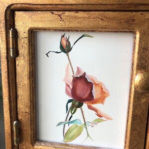 Wooden Gold Painted Shelf With Floral Tile Hand Painted Shelf Jewelry ...