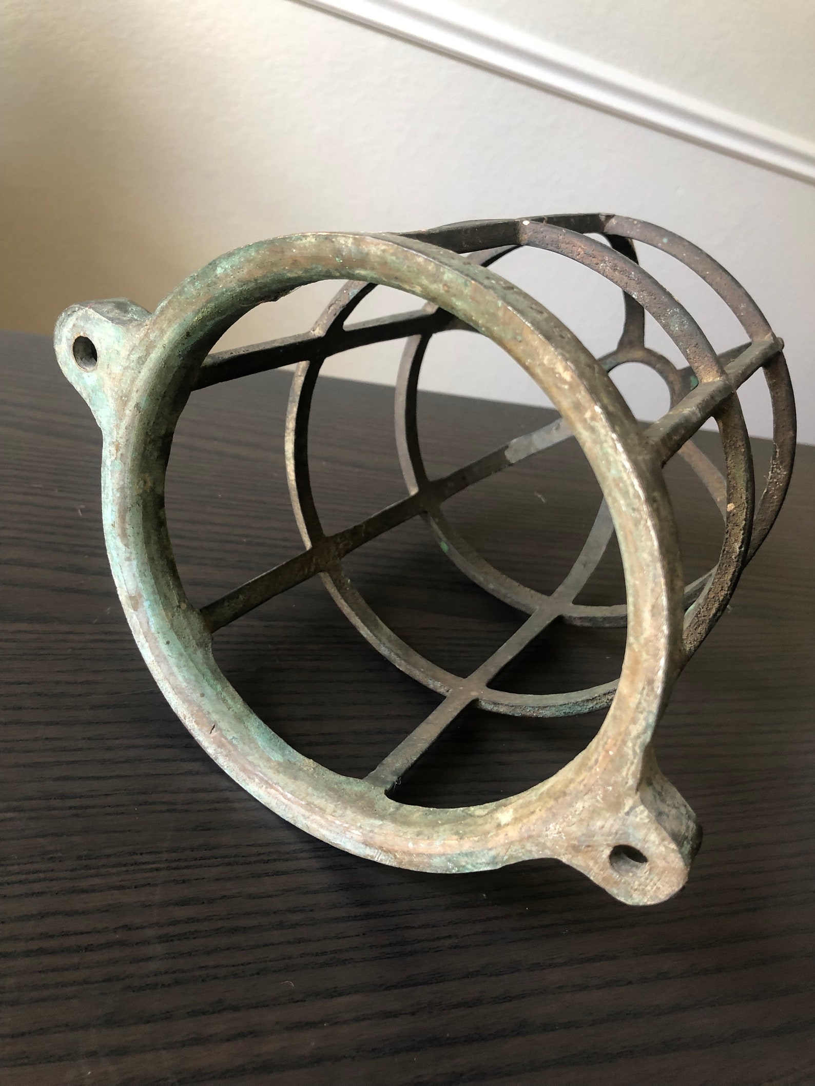 Metal Light Cover Antique Cage Industrial Lighting Steel Decor Patina ...