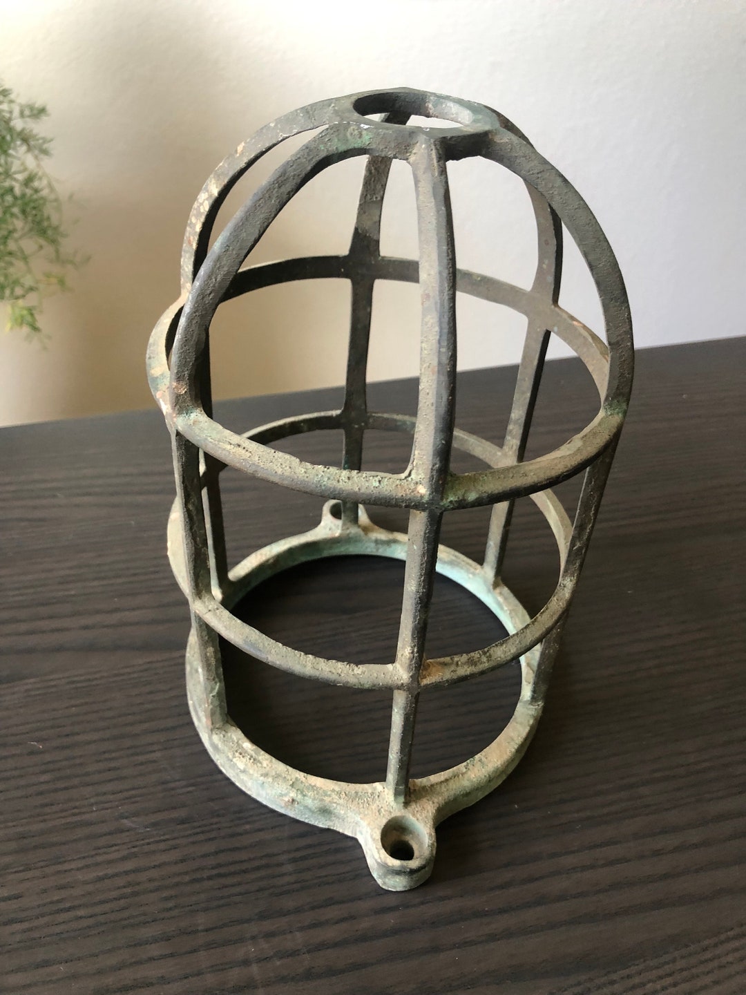 Metal Light Cover Antique Cage Industrial Lighting Steel Decor Patina ...