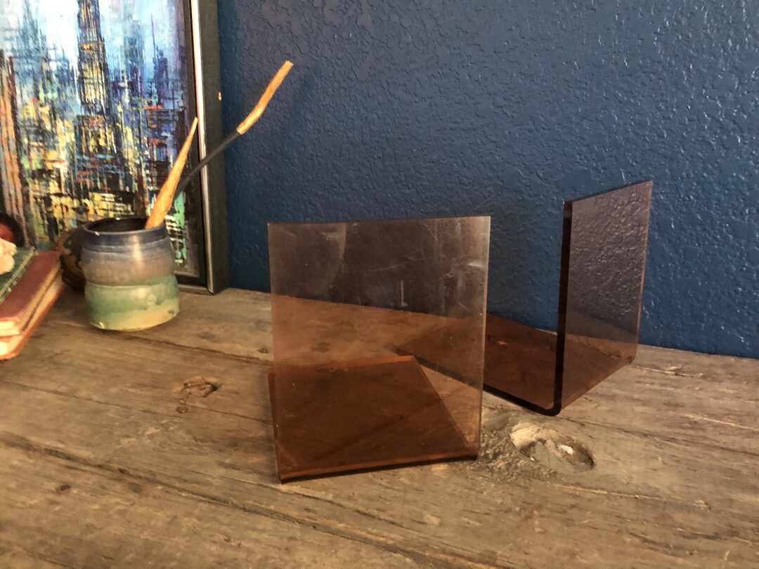 Vintage Amber Color Lucite Bookends Acrylic Bookends Modern - Etsy