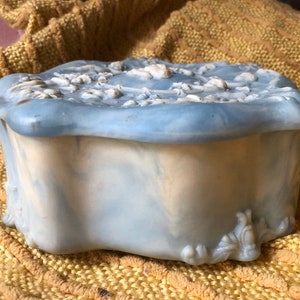 Blue Salloped Incolay Stone Box Intricate Angels Pattern Cherubs ...