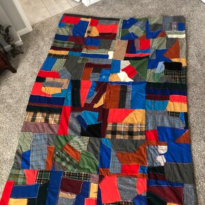 Handmade Crazy Quilt Throw Blanket – Colorful Patchwork Fabric Artlight Filler Inside Double ...