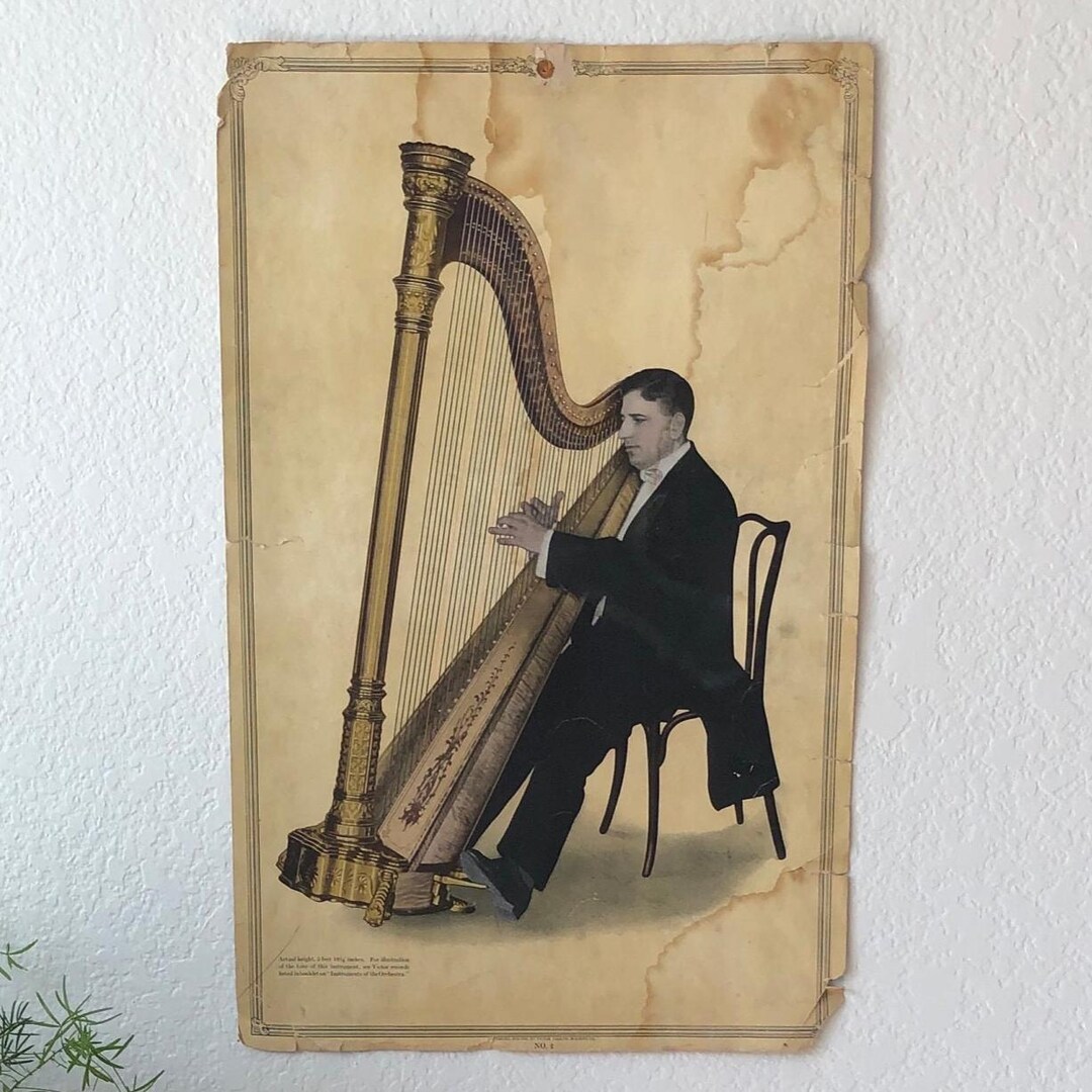 Antique 1931 RCA Victor Harp Poster Radio Corporation of America Band ...