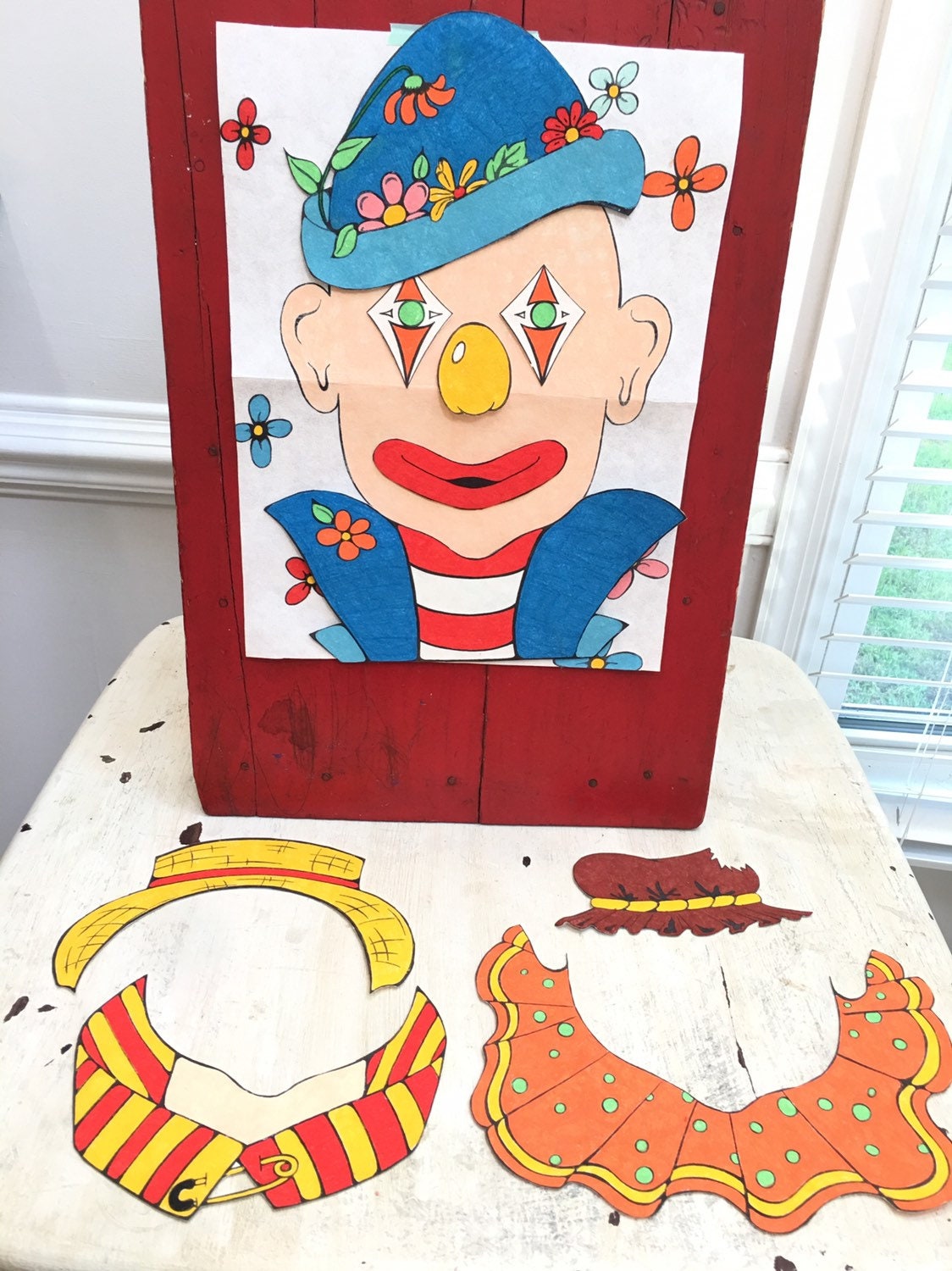 Mid Century Fuzzy Felt Board Clown Face Flannel Board Pieces - Etsy