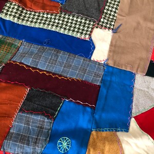 Handmade Crazy Quilt Throw Blanket – Colorful Patchwork Fabric Artlight Filler Inside Double ...