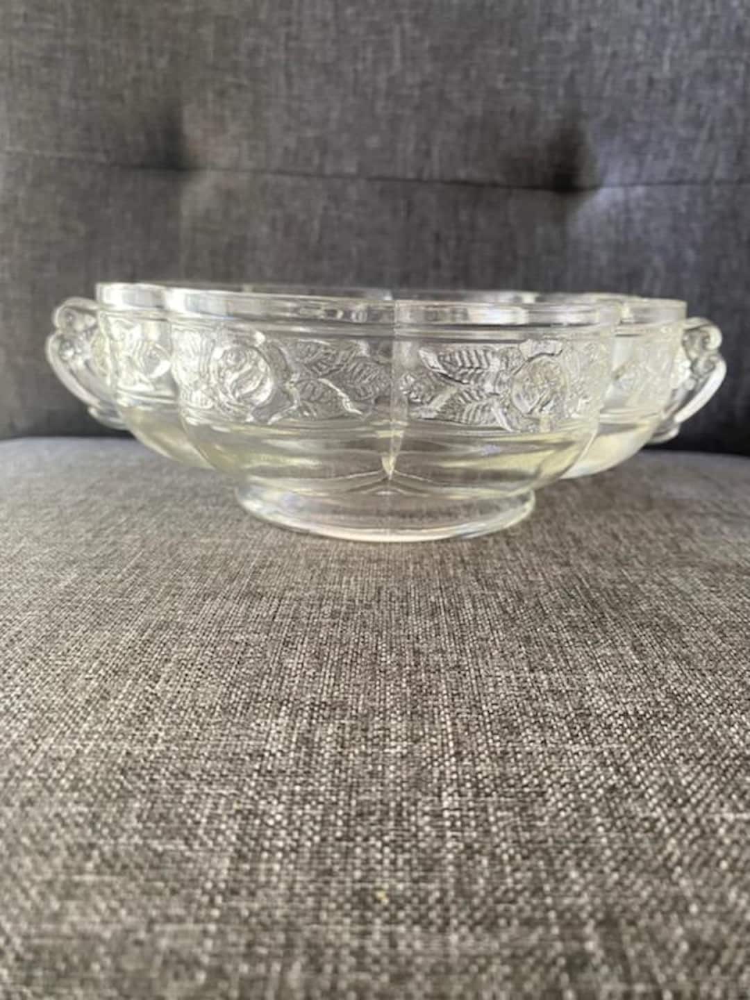 Vintage 1950s Jeanette Aztec Rose Two Handled Footed Glass Bowl - Etsy