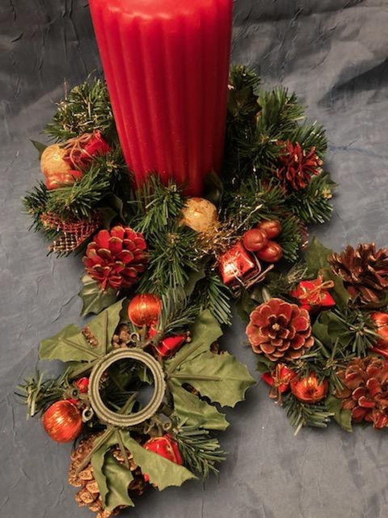 3 Piece Vintage Christmas Candle Ring Set - Etsy