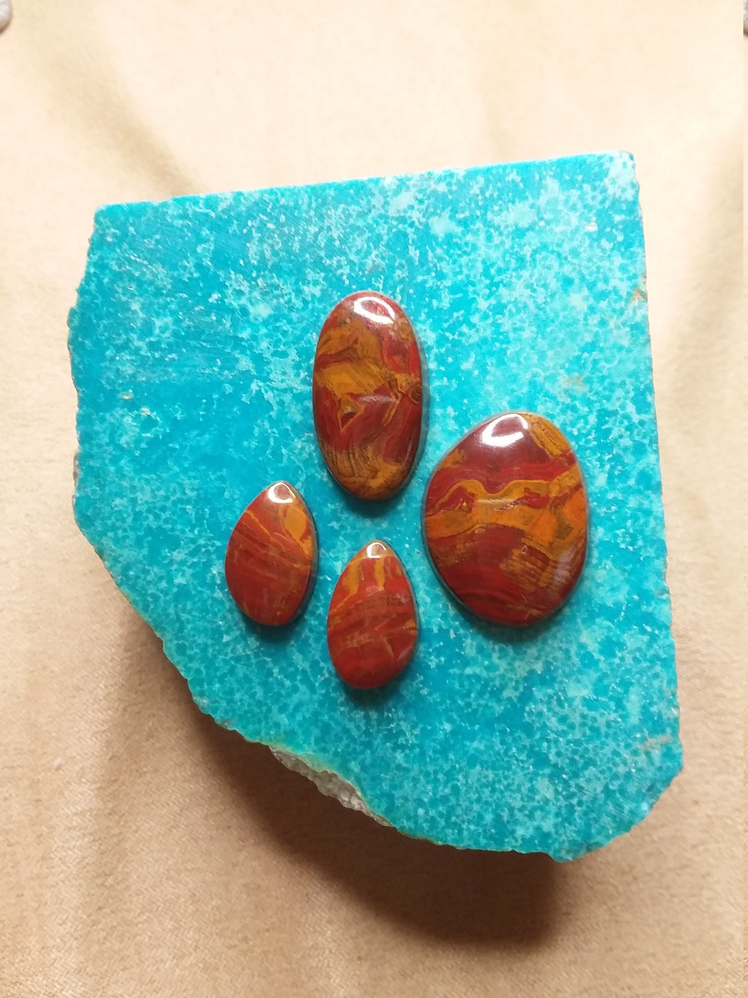 Red Blood Onyx Oval Cabochons/ Backed Set of 4 - Etsy