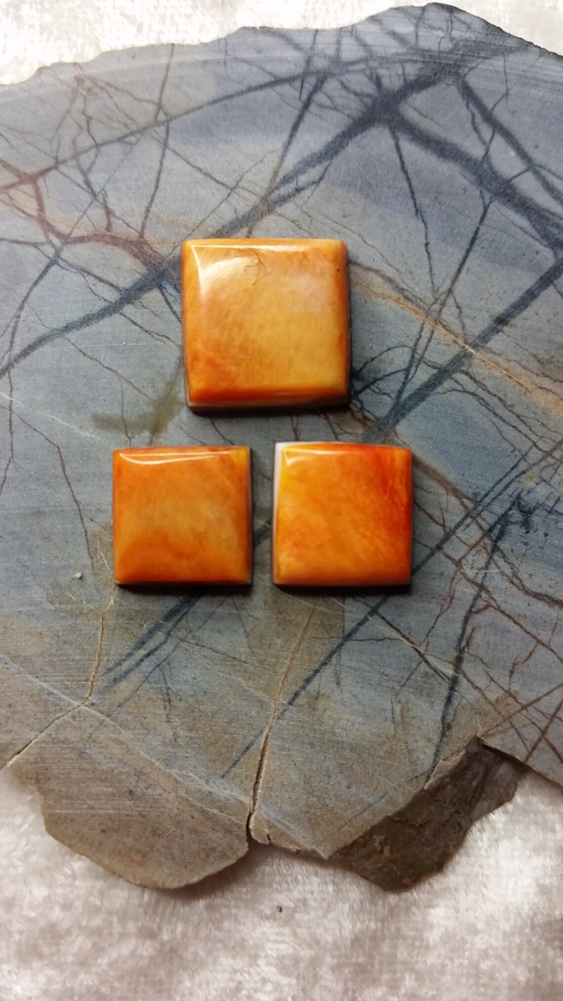 Orange Spiny Oyster Shell Square Cabochon Set/ Set of - Etsy