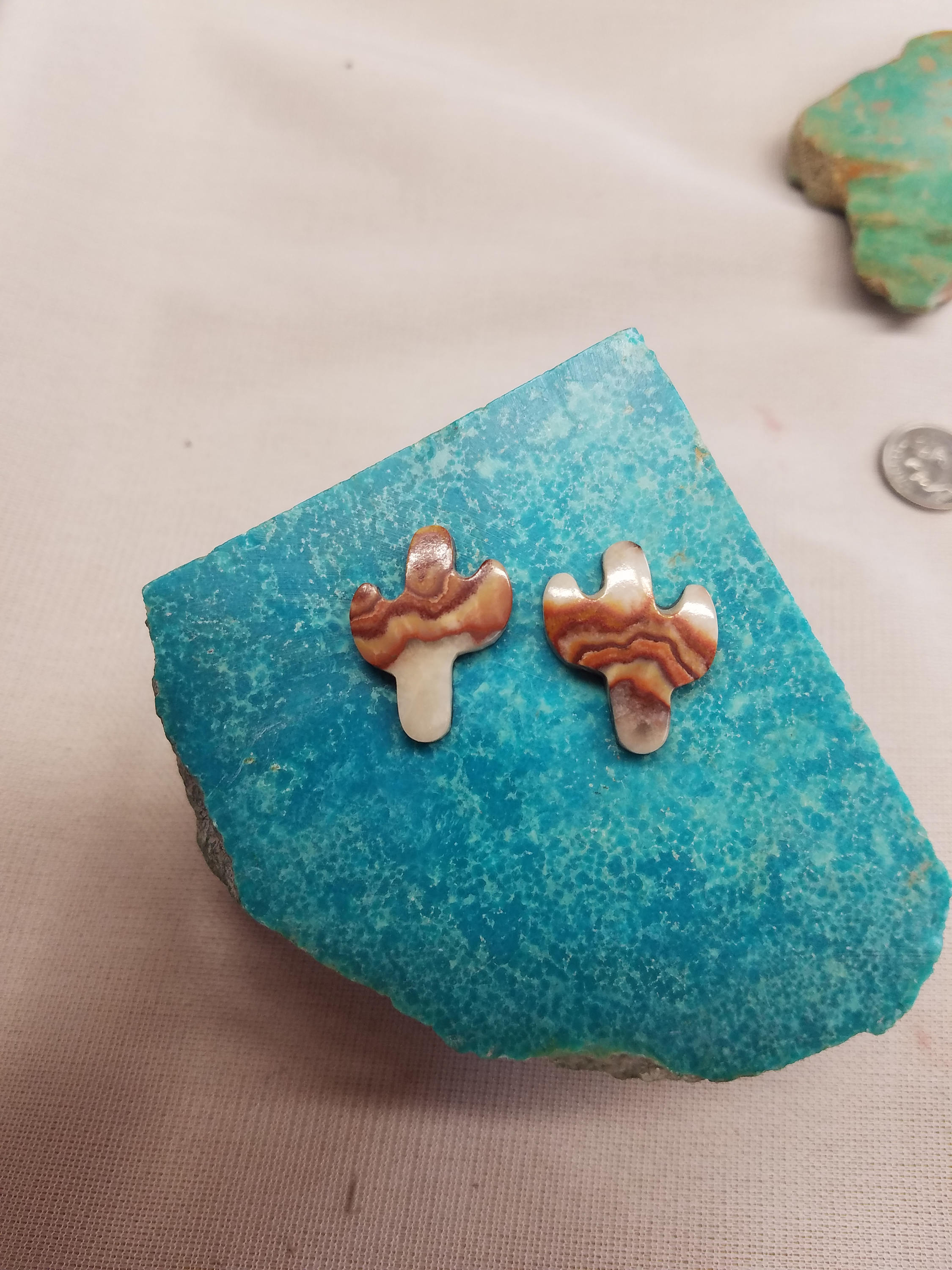 Strawberry Marble Cactus Cabochon Small Pair/ backed/ Mojave | Etsy