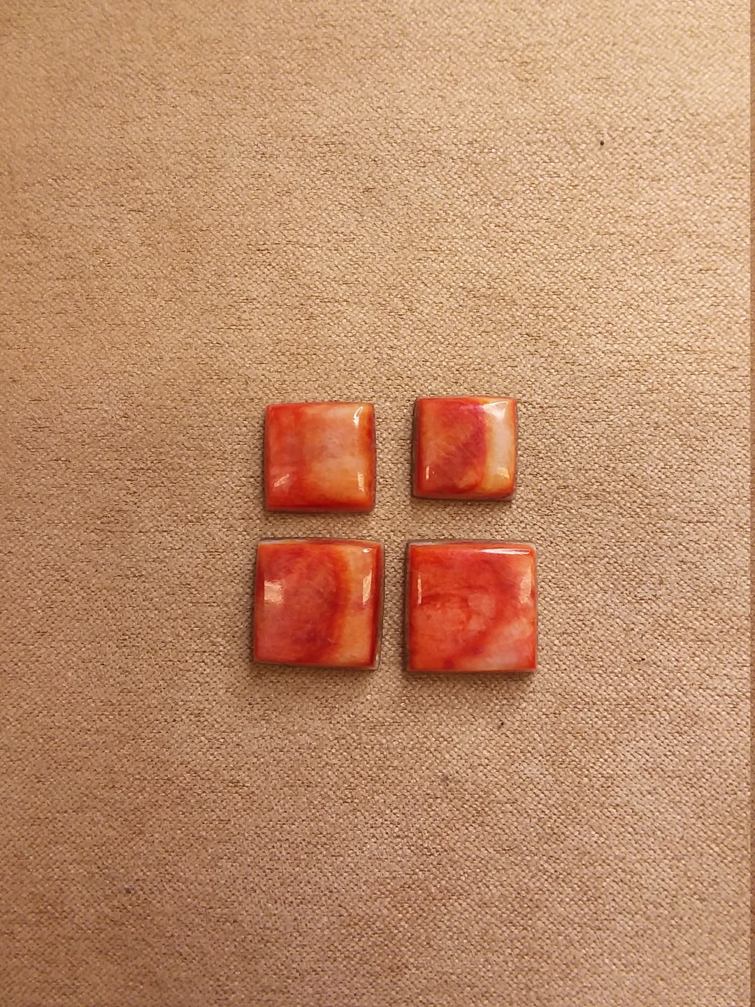Orange Spiny Oyster Shell Square Cabochon Set/ Backed/ - Etsy