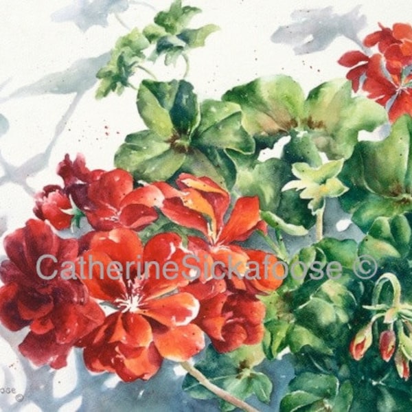 Watercolor Painting of Geraniums - Etsy