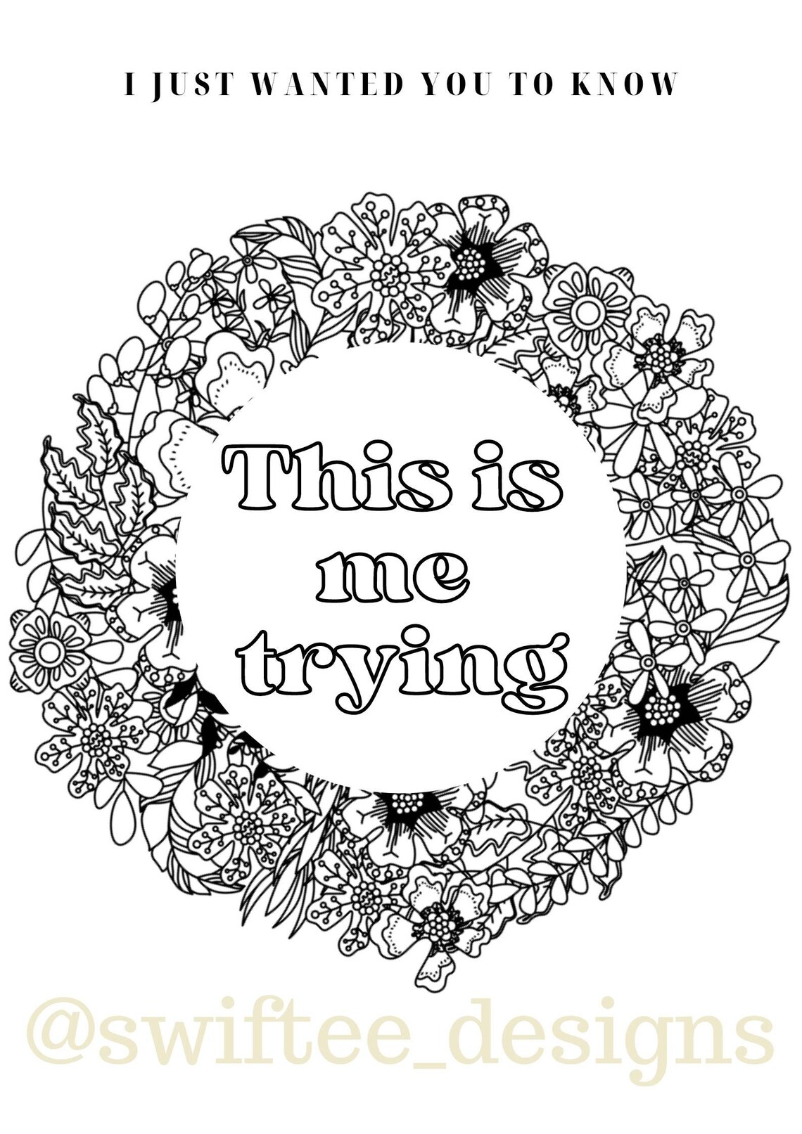 This is Me Trying Coloring Page digital Print adult - Etsy