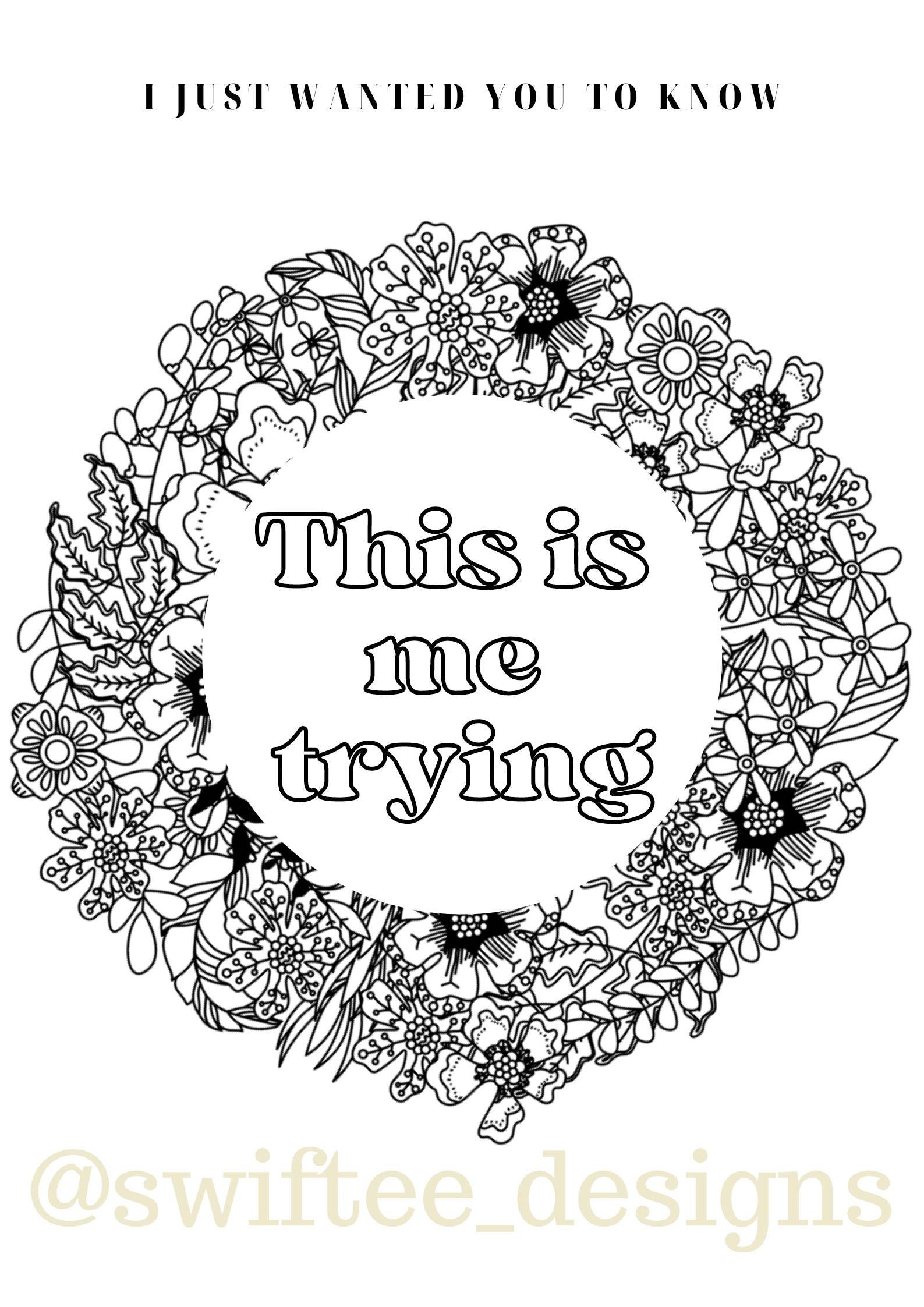 This is Me Trying Coloring Page digital Print adult - Etsy