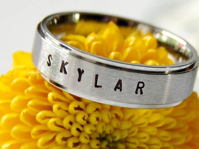 Hand Stamped Ring Name Ring Personalized Ring Stacking - Etsy