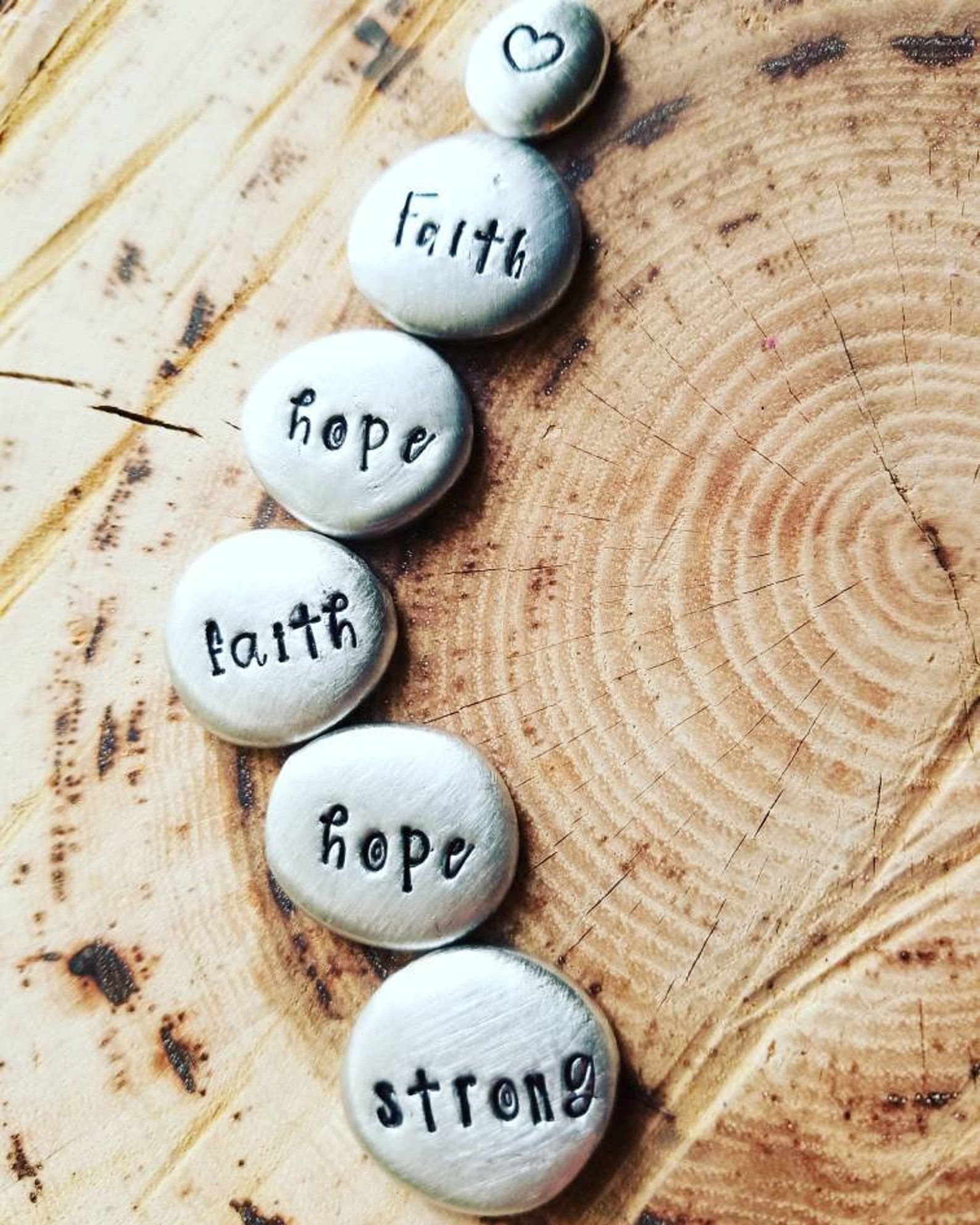 Worry Stone, Faith Worry Coin, Pocket Pebble, Hand Cast Pewter ...