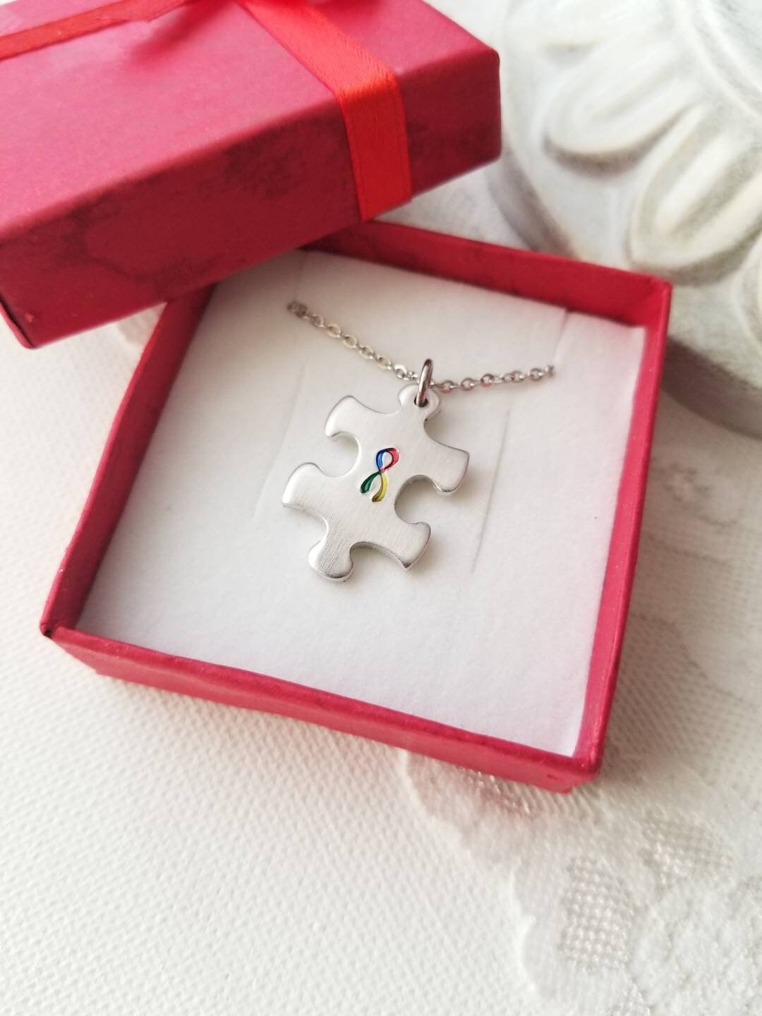 AUTISM AWARENESS NECKLACE Puzzle Piece Necklace Autism | Etsy