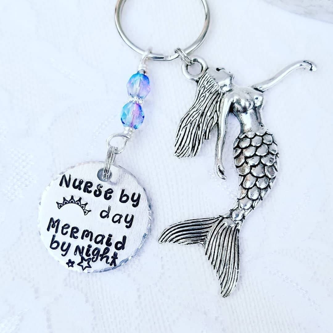 Nurse Key Chain, Mermaid Key Chain, Gift for Nurse, Vday Gift, Hand ...