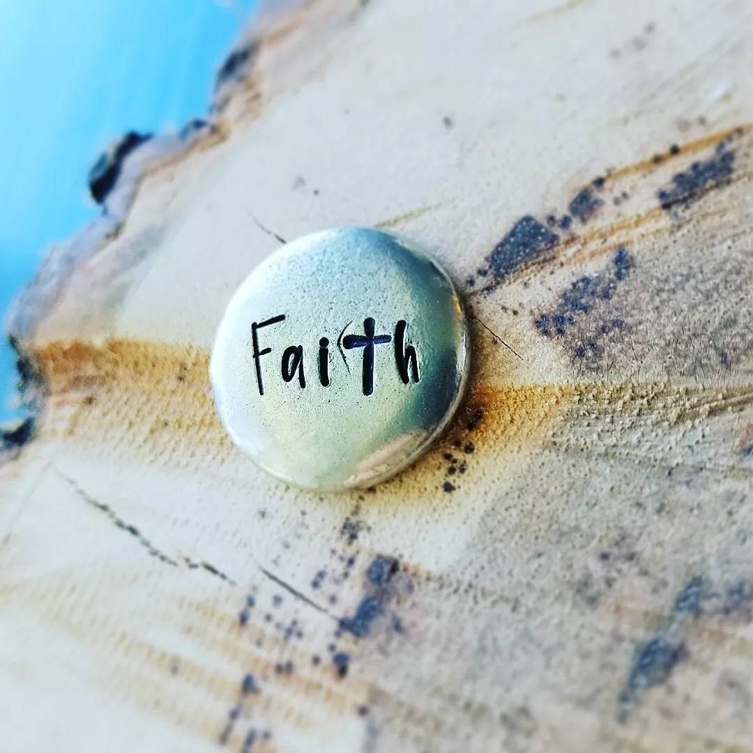 Worry Stone, Faith Worry Coin, Pocket Pebble, Hand Cast Pewter ...