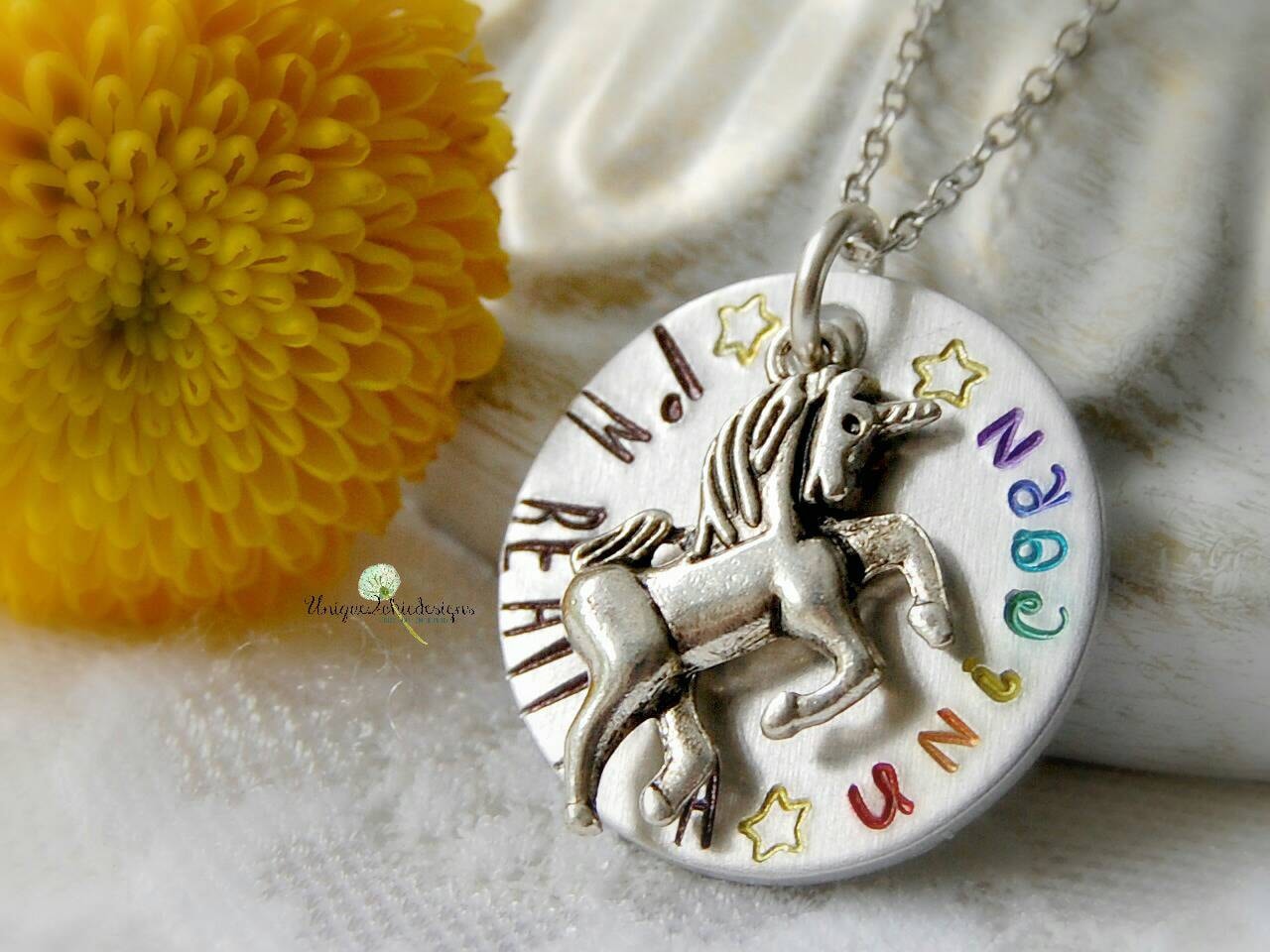 Unicorn Necklace Rainbow Necklace Unicorn Charm Fantasy | Etsy