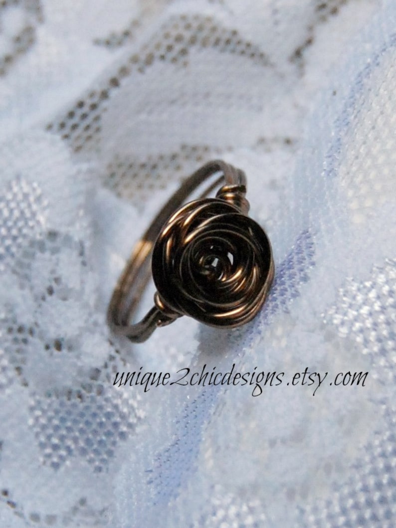 Black Rose Ring, Wire Wrapped Ring, Wire Wrapped Jewelry, Wire Rose ...