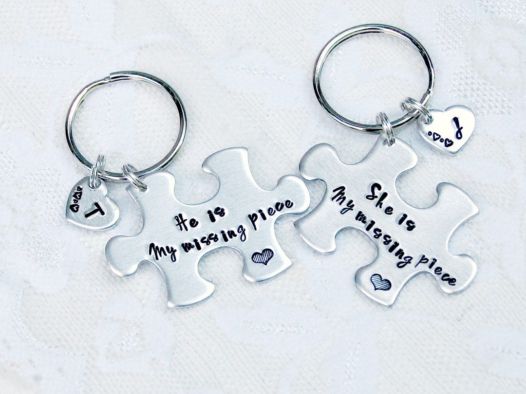 Puzzle Keychain, Couples Gift, Boyfriend Gift, My Missing Piece, Long ...