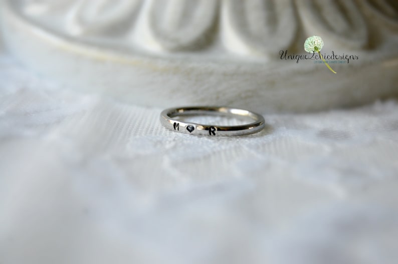 Hand Stamped Ring Name Ring Personalized Ring Stacking - Etsy