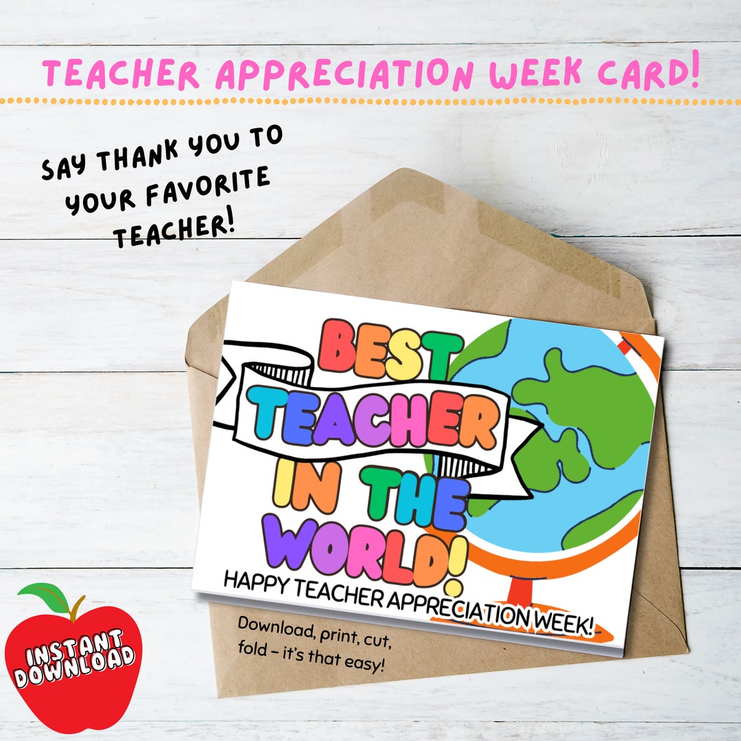 Teacher Appreciation Card Instant Download Printable 5x7/3.5x5 best ...