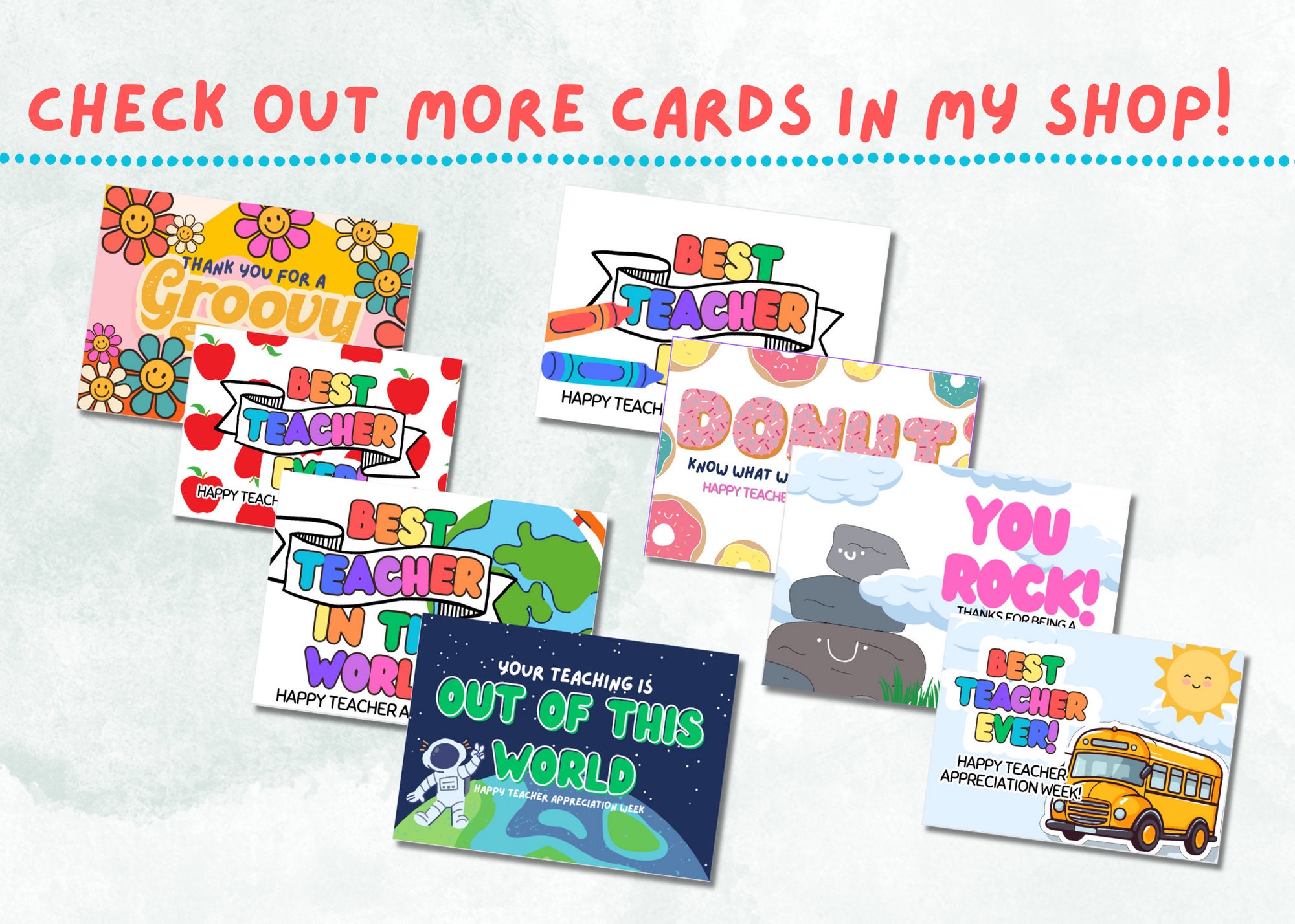 Teacher Appreciation Card Instant Download Printable 5x7/3.5x5 Classic ...