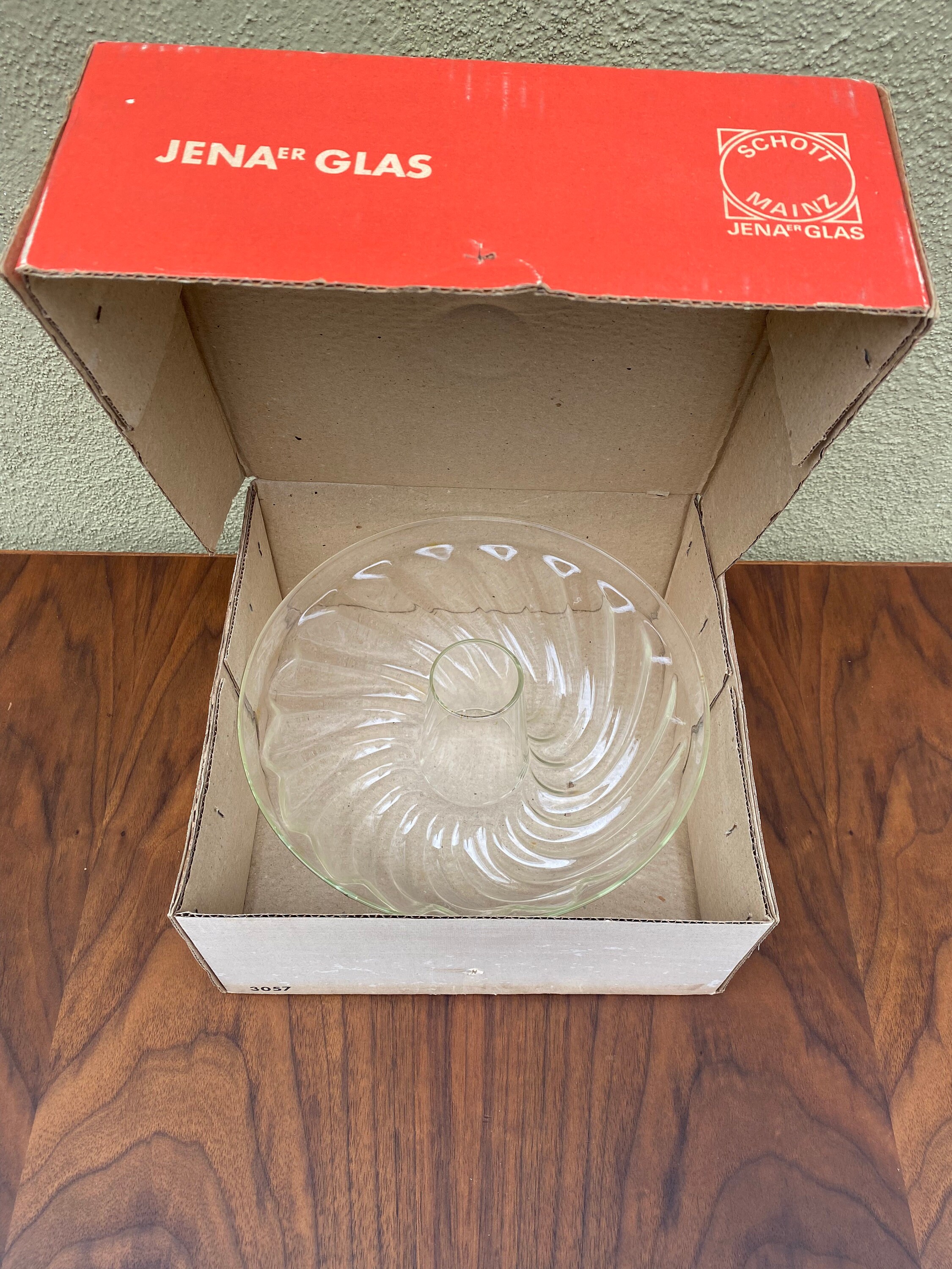 Vintage MCM Schott Mainz Jena Glass Bundt Pan Cake Mold Baking Dish in ...