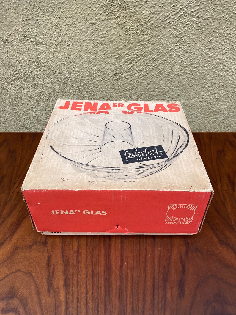 Vintage MCM Schott Mainz Jena Glass Bundt Pan Cake Mold Baking Dish in ...