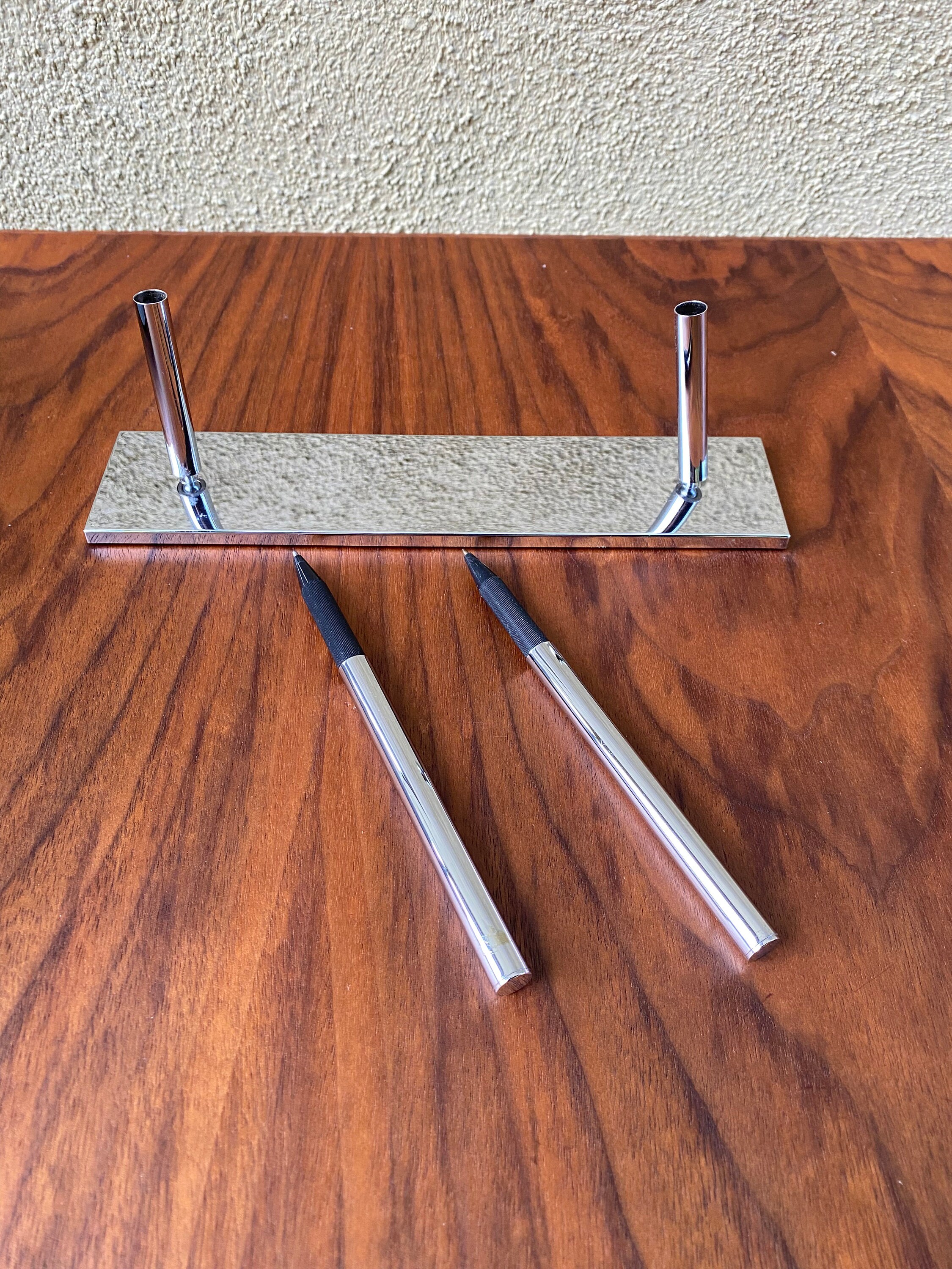 Vintage Chrome Desk Pen Stand Set by Eldon 1976 Reflection 2000 Space ...