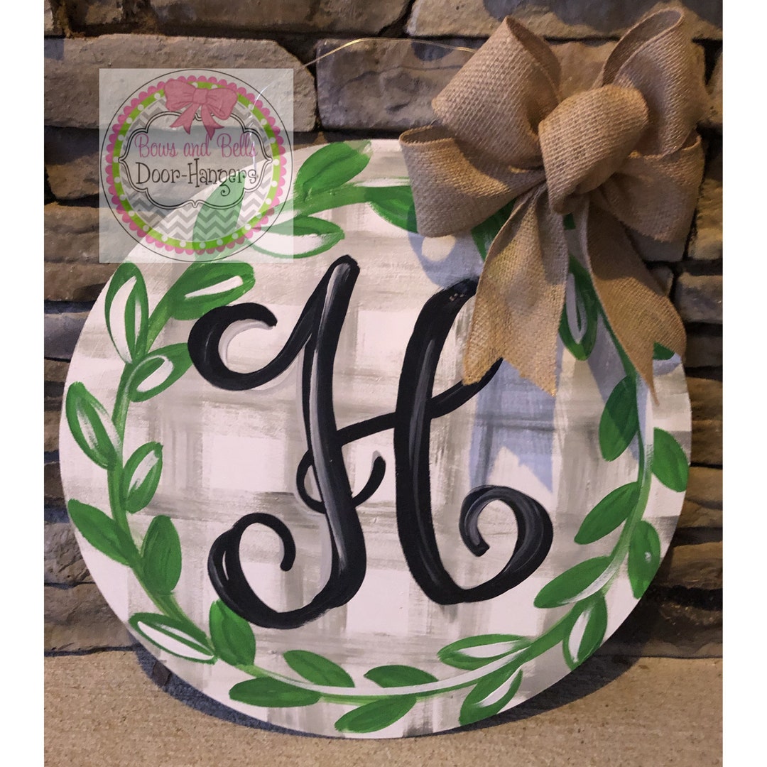 Spring Door Hanger - Greenery Decor - Farmhouse Wreath - Personalized ...