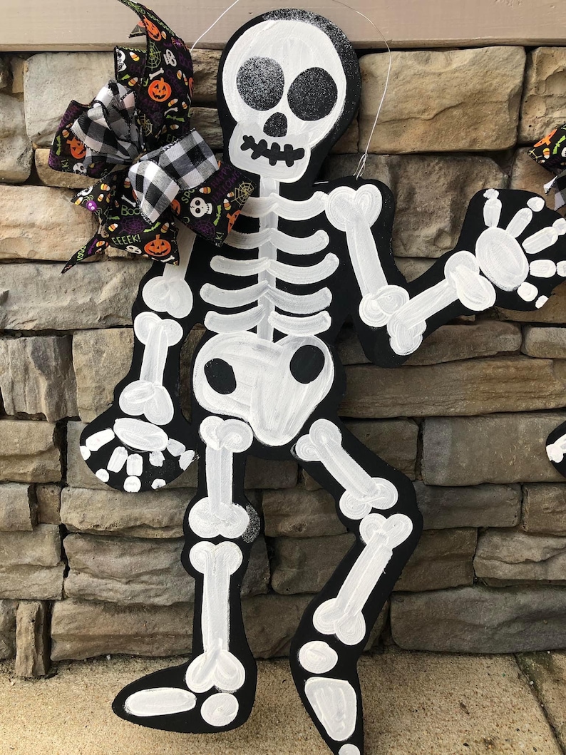 Skeleton Door Hanger| Halloween Door Sign| Witch Hat Door Hanger| Fall ...