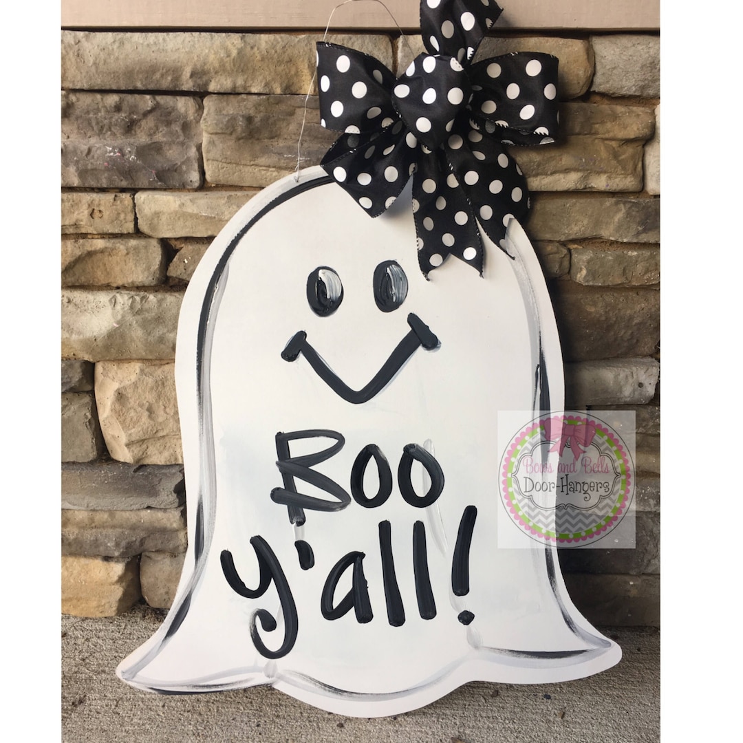 Ghost Halloween Door Hanger | Spooky Door Decor | Fall Door Hanger ...