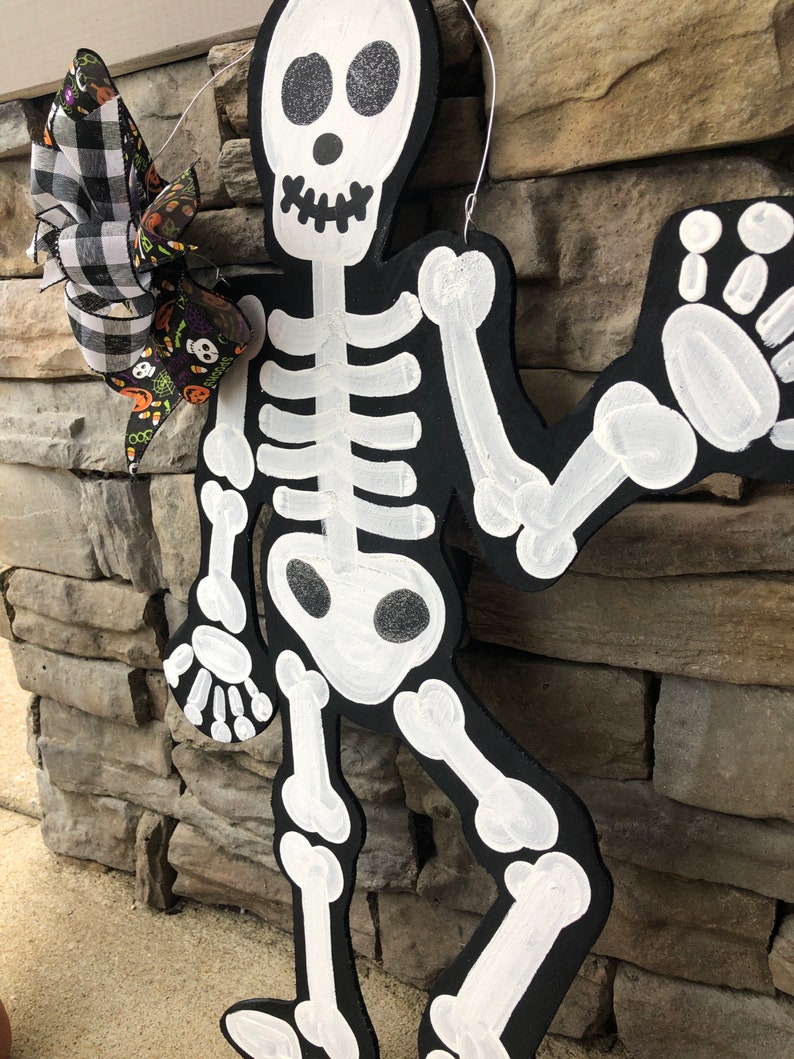 Skeleton Door Hanger Halloween Door Sign Witch Hat Door - Etsy