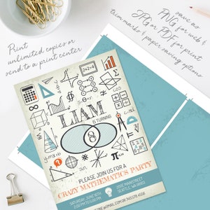 Mathematics Invitation Download Math Birthday Party | Etsy