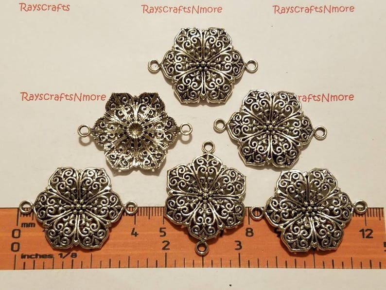 7 Pcs Flower Filigree Link Connectors Flower Connector - Etsy