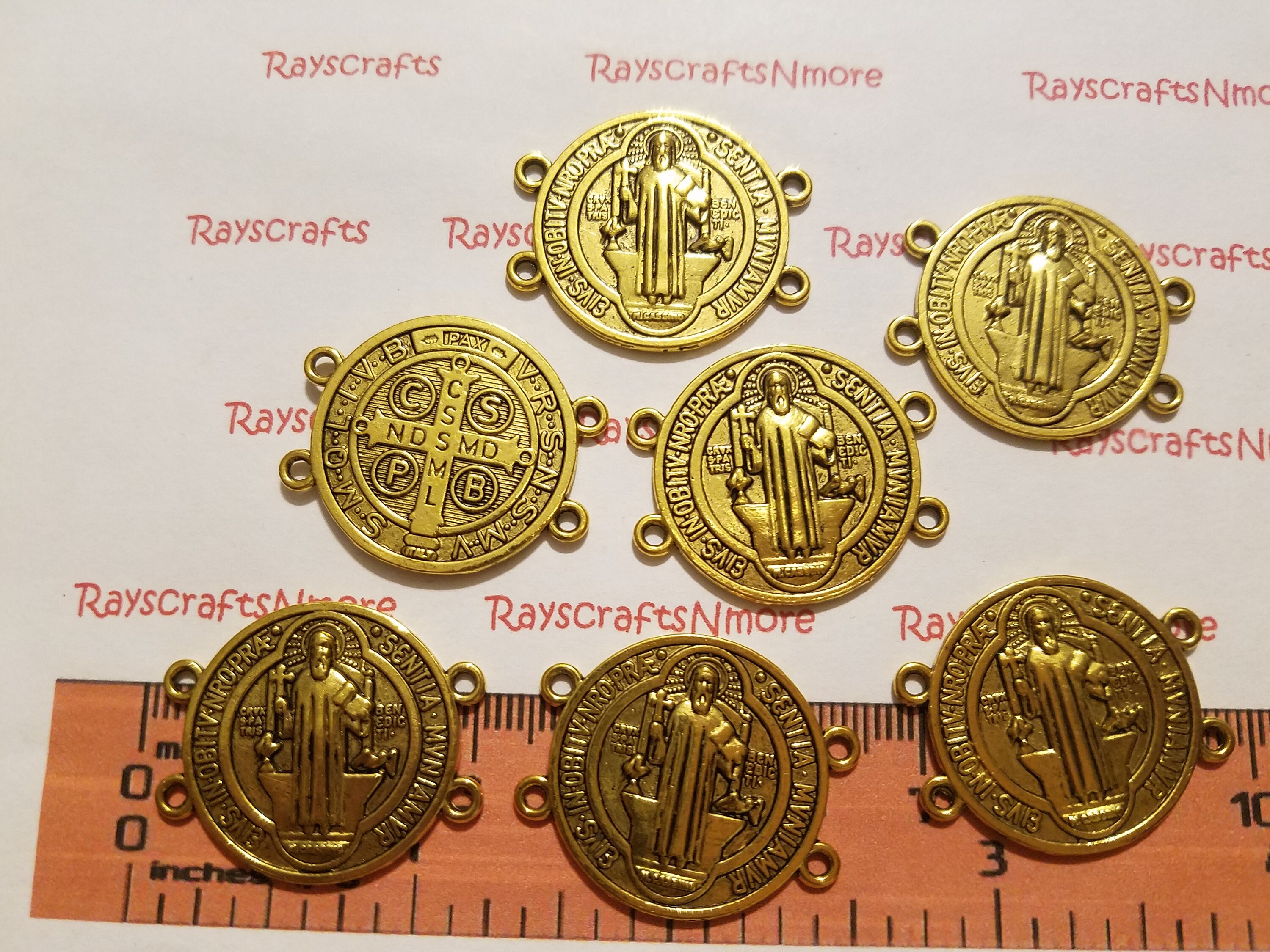 7 pcs St Benedict Double Link Coin Connector Saint Benedict | Etsy