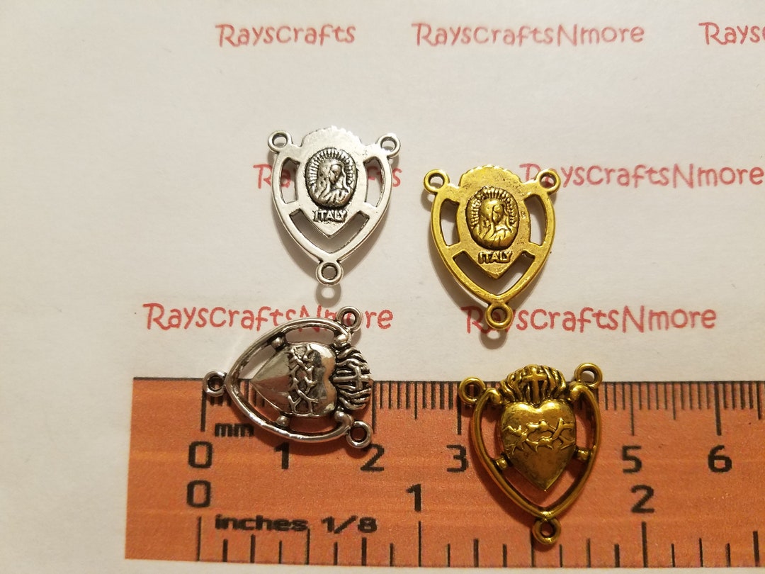 6 Pcs - Sacred Heart of Jesus, Rosary Center, Rosary Centerpiece ...
