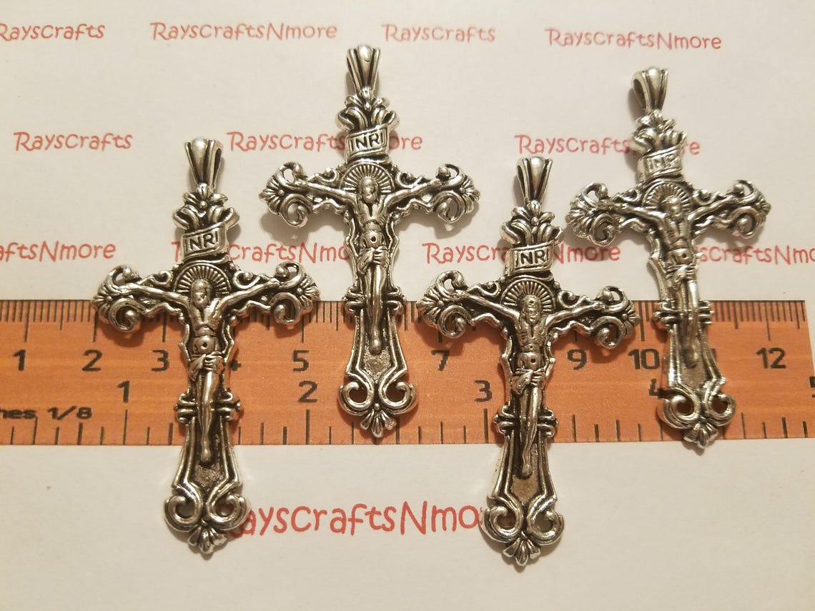 4 Pcs - Large Crucifix, Large Cross, Cross Pendant, Rosary Crucifix ...