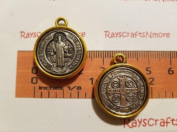 2 Pcs Reversible San Benito /st Benedict Coin Charm 27x23mm | Etsy