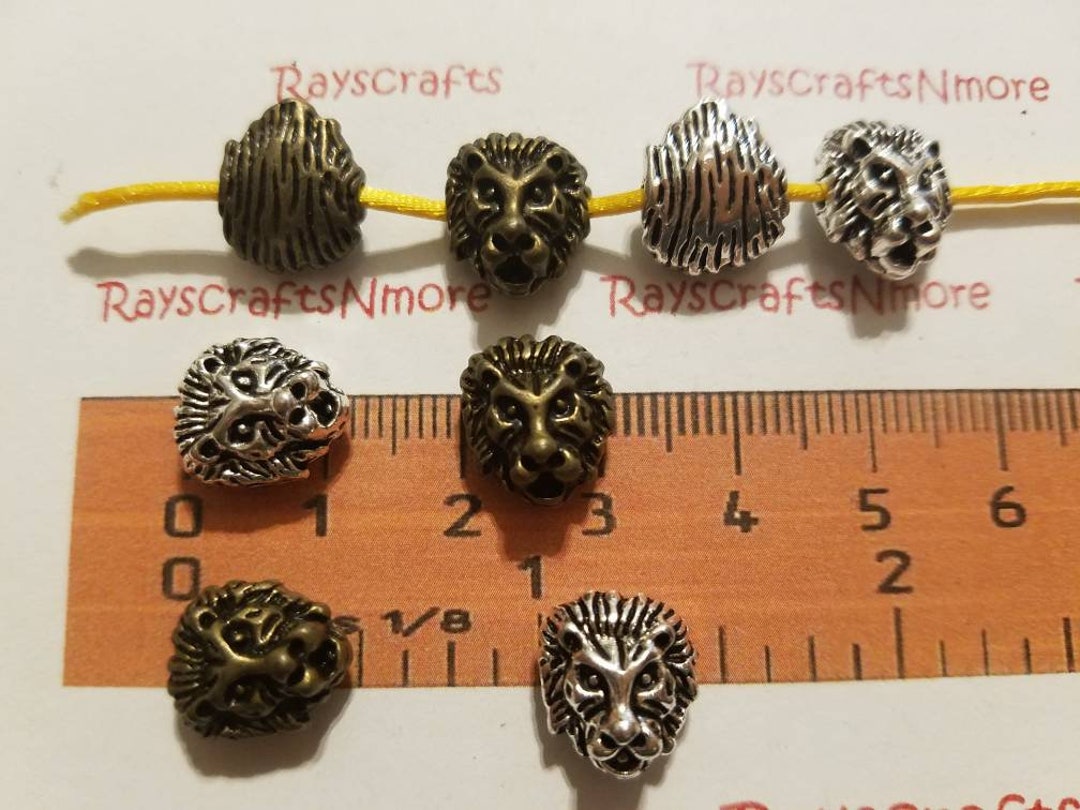5 Pcs Lion Head Spacer Bead, Lion Bead Spacer, Lion Head Charm 12x10mm ...