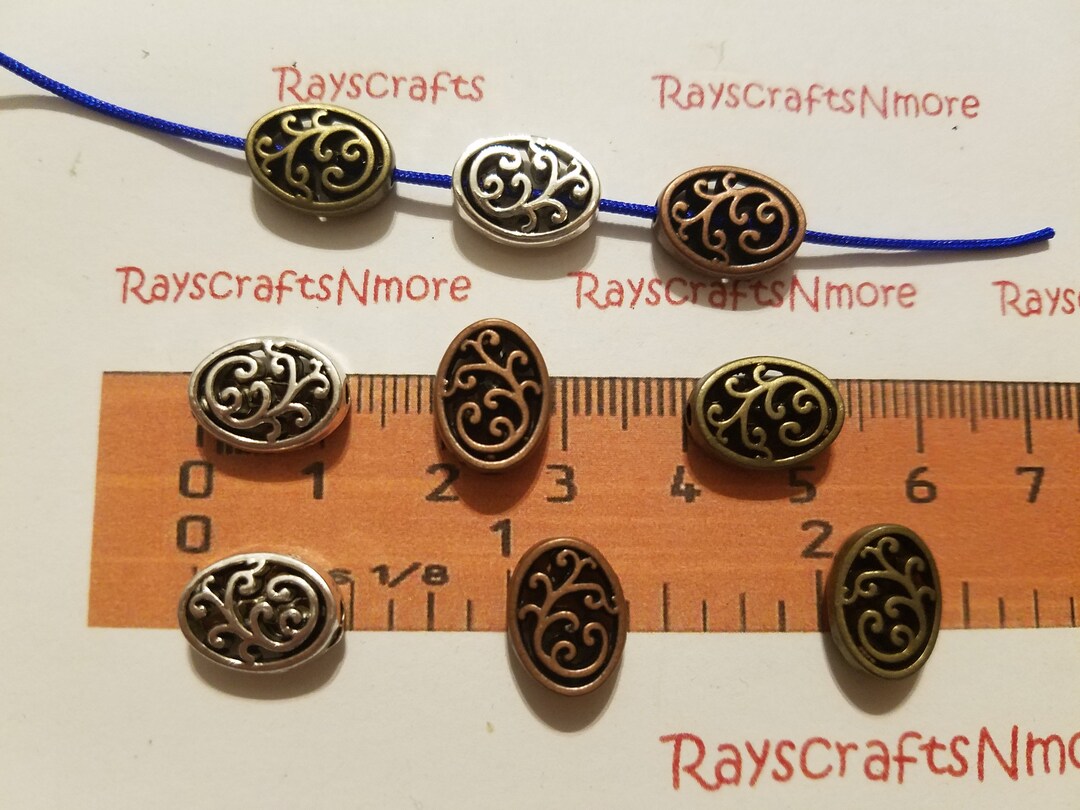 20 Pcs- Reversible Oval Spacer Bead, Bead Spacer- 12x10mm 4mm Thick 1 ...