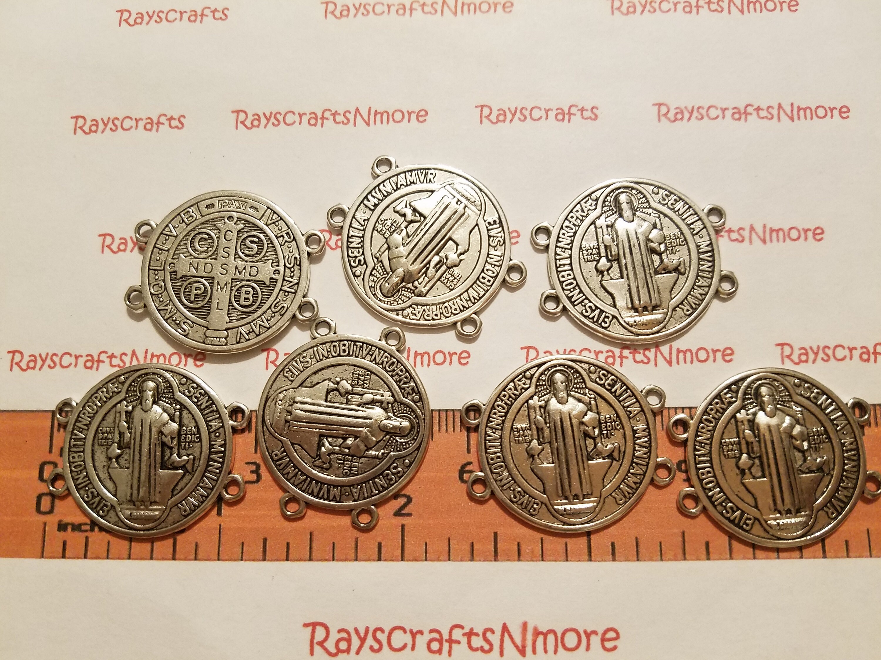 7 pcs St Benedict Double Link Coin Connector Saint Benedict | Etsy