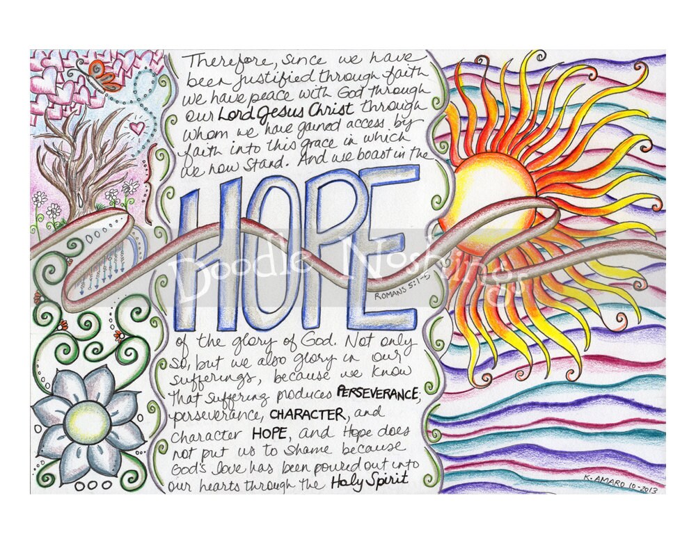 HOPE // Romans 5:1-5 available in printor greeting - Etsy