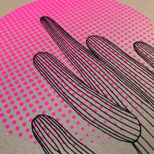 Cactus Screen Print Black and Fluorescent Neon Pink Magenta | Etsy
