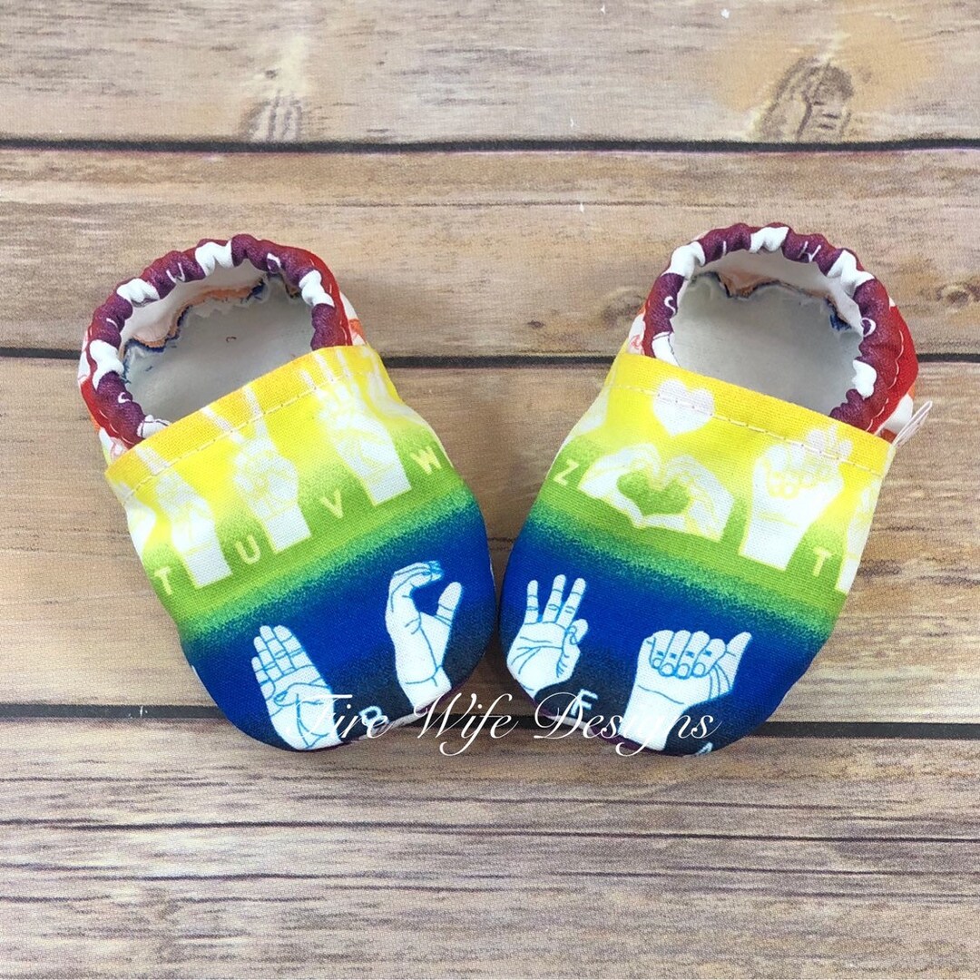 ASL Rainbow Soft Sole Baby Shoes, Crib Shoes, Baby Slippers, Baby ...