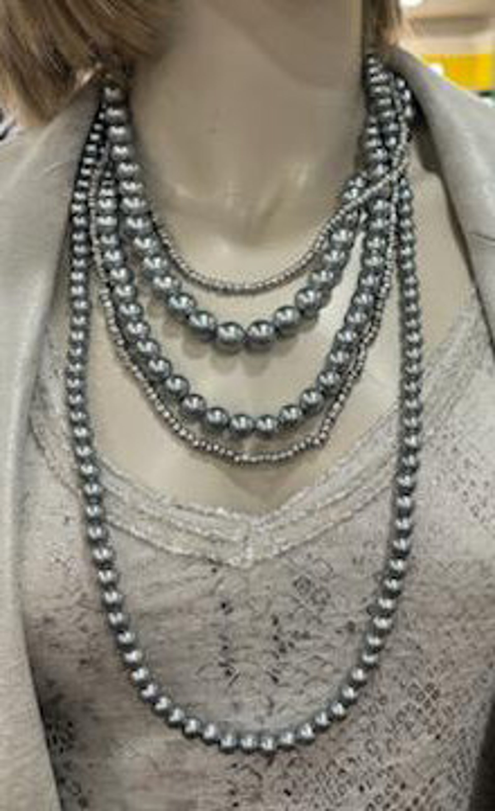 5 Strand Silver Pearl Necklace - Etsy